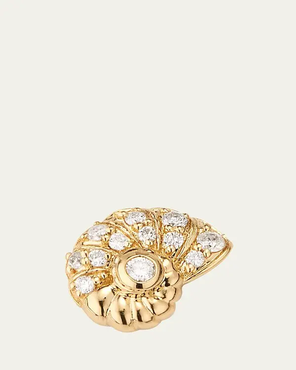 SYDNEY EVAN 14k Yellow Nautilus Shell Stud Earrings With Diamonds - Gold