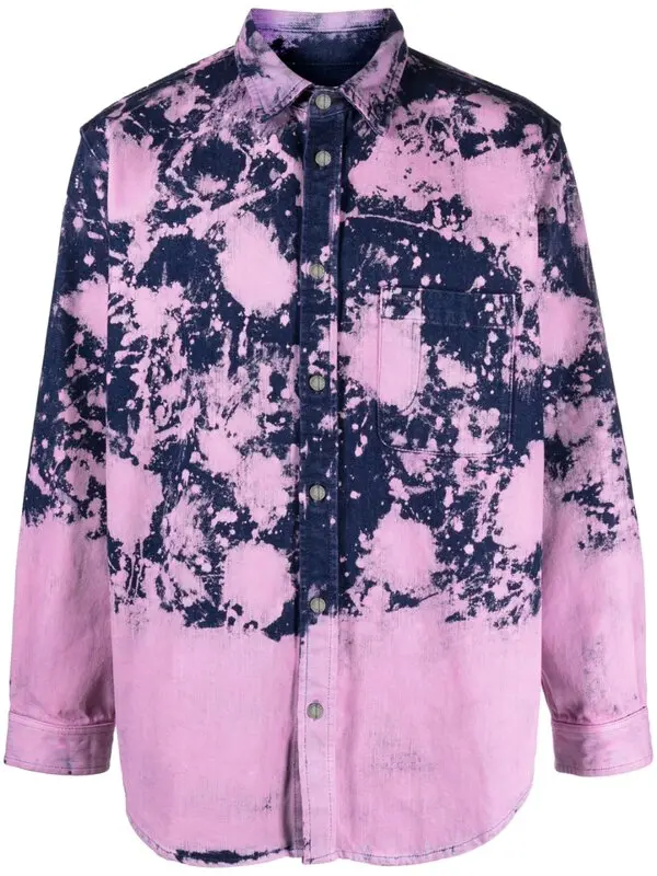 DARKPARK Bleached-effect Long-sleeve Shirt - Blue