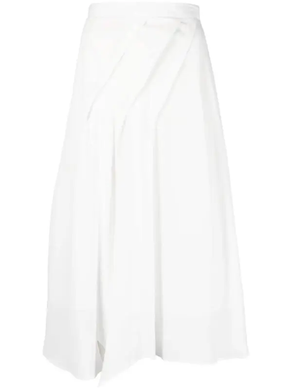 BLANCA VITA Draped Midi Skirt - White