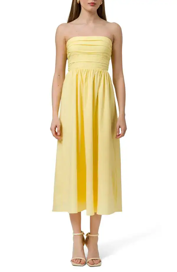 Wayf Convertible Strapless Dress In Yellow - 60% Off | Editorialist