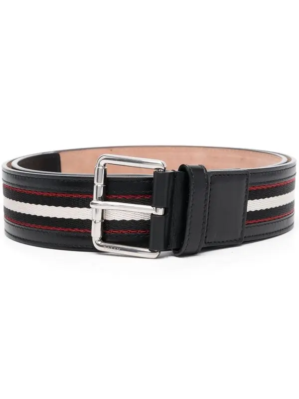 Bally Stripe-pattern Leather Belt - Black | Editorialist