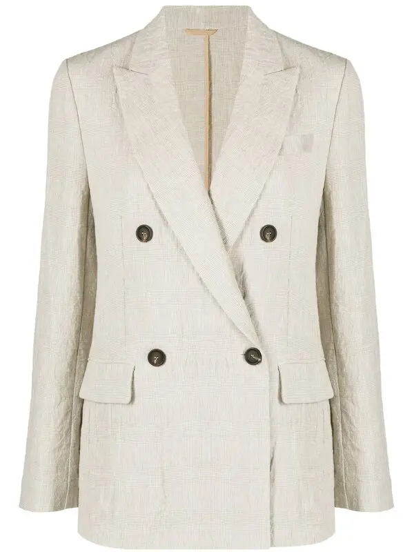 Brunello Cucinelli Prince Of Wales Check Blazer - Neutrals