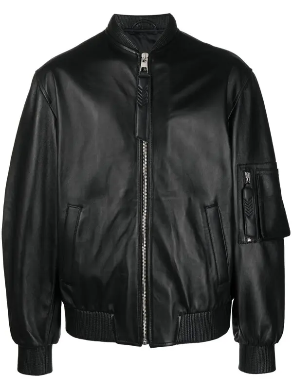 MANOKHI Savona Leather Bomber Jacket - Black