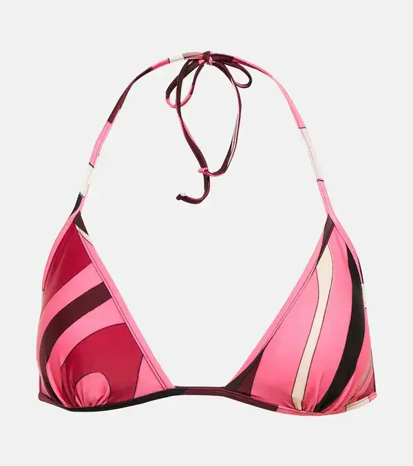 Emilio Pucci Marmo Bikini Top In Multicoloured - 30% Off