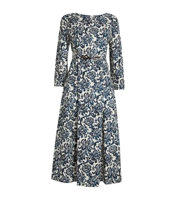 Max Mara Floral Print Midi Dress In Blue - 46% Off | Editorialist