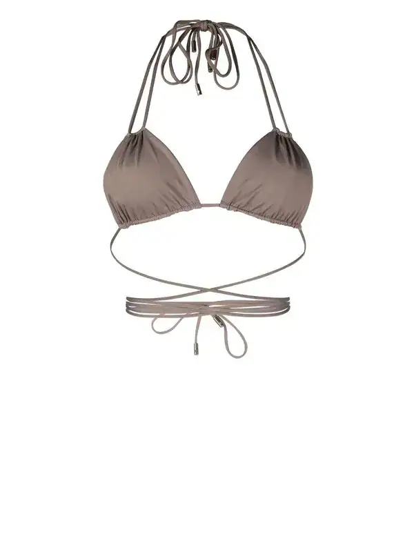 Saint Laurent Wrap-Around Bikini Top Grey Editorialist
