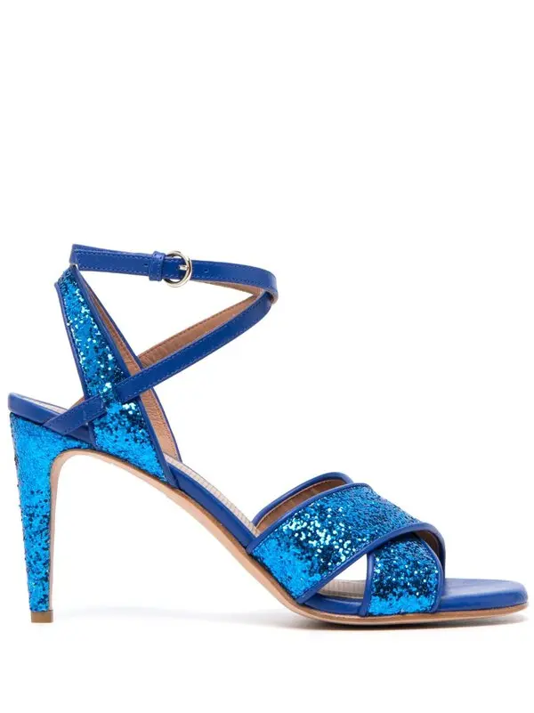 Red Valentino 95mm Crossover-strap Leather Sandals - Blue