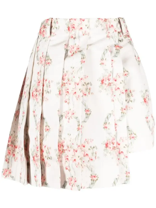 Simone Rocha Floral-print Asymmetric Skorts - Neutrals