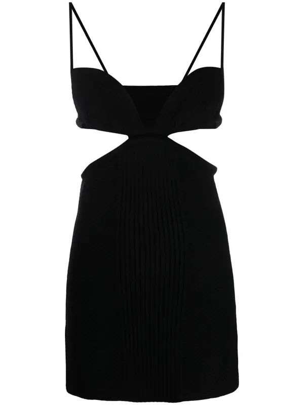 Off-White Cut-out Ribbed-knit Minidress - Black