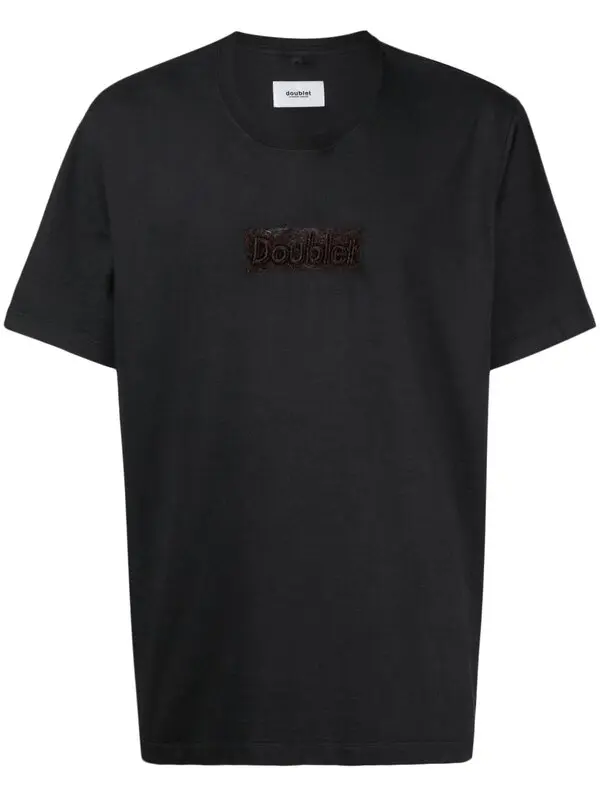 DOUBLET Logo-patch Organic Cotton T-shirt - Grey