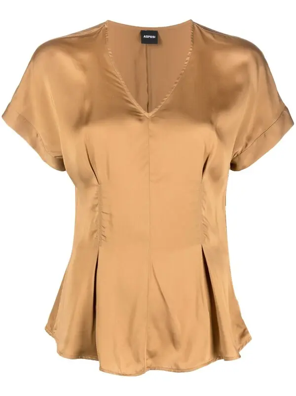 Aspesi Satin-finish Blouse - Brown