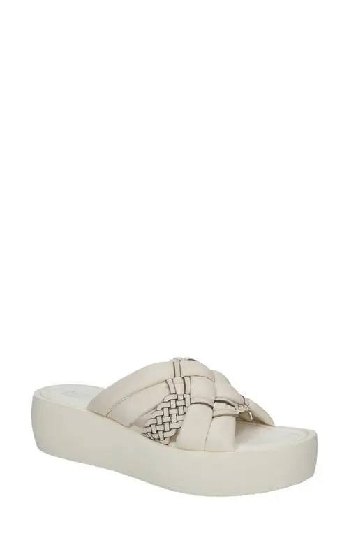 BELLA VITA Woven Platform Slide Sandal - Bone