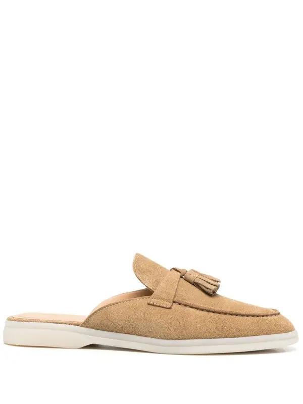SCAROSSO Suede Mules With Tassel Detail