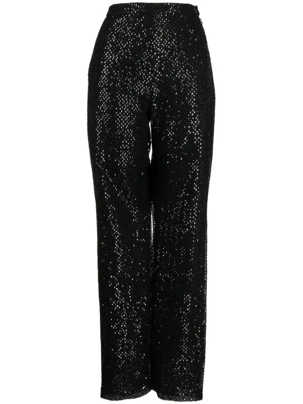 SAIID KOBEISY Sequined Straight-leg Trousers - Black