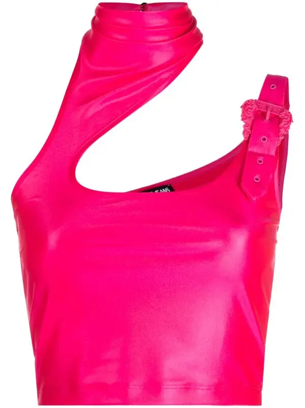 Versace Baroque-buckle Cropped Top - Pink