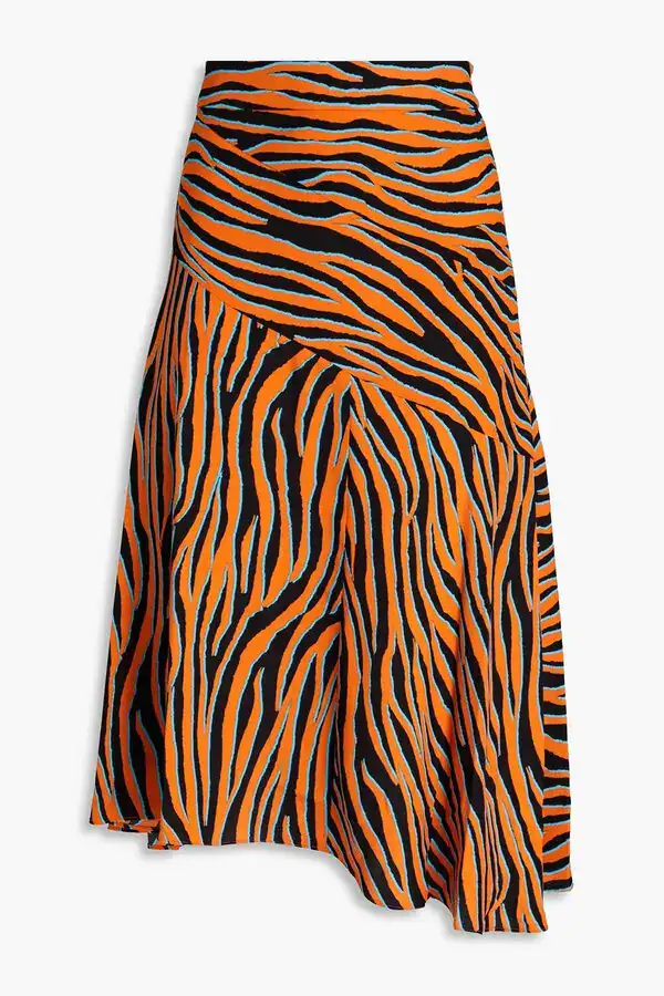 Diane Von Furstenberg Lilo Zebra-Print Skirt In Orange 70% Off