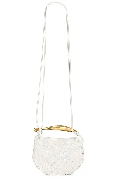 Bottega Veneta Mini Sardine Bag In White - Chalk & Muse Brass 