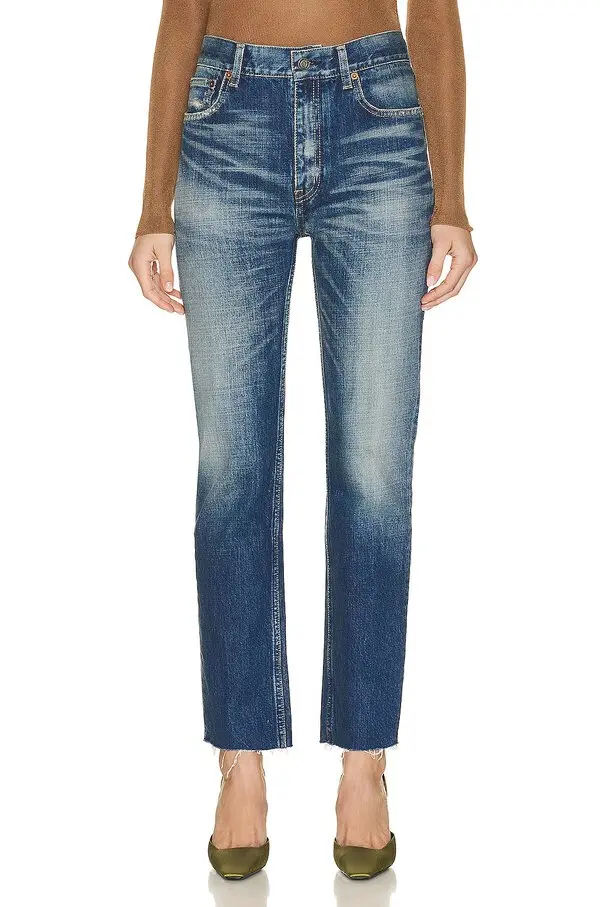 Saint Laurent Hailey Jeans In Denim-medium