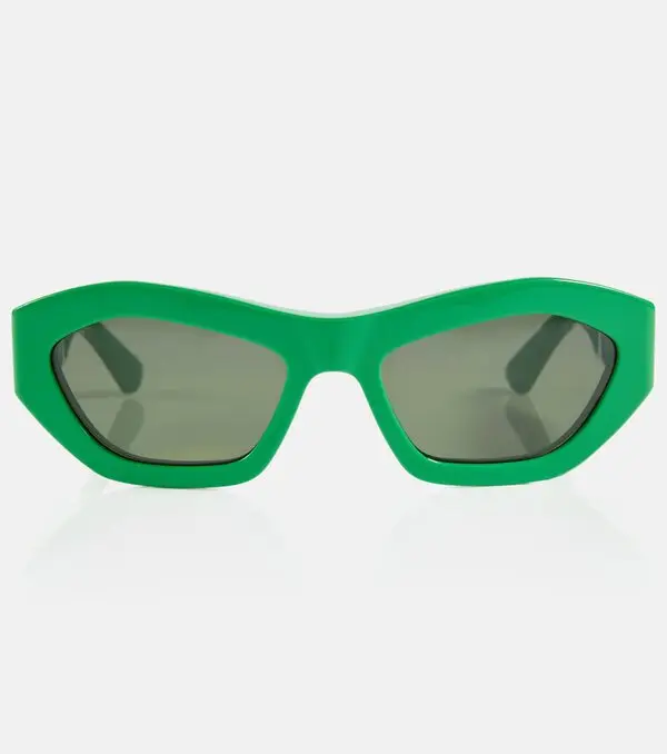Bottega Veneta Angle Hexagonal Cat-eye Sunglasses - Green