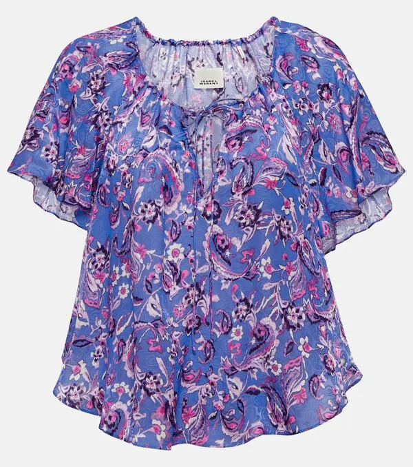 Isabel Marant Penelope Printed Silk-blend Top - Multicoloured