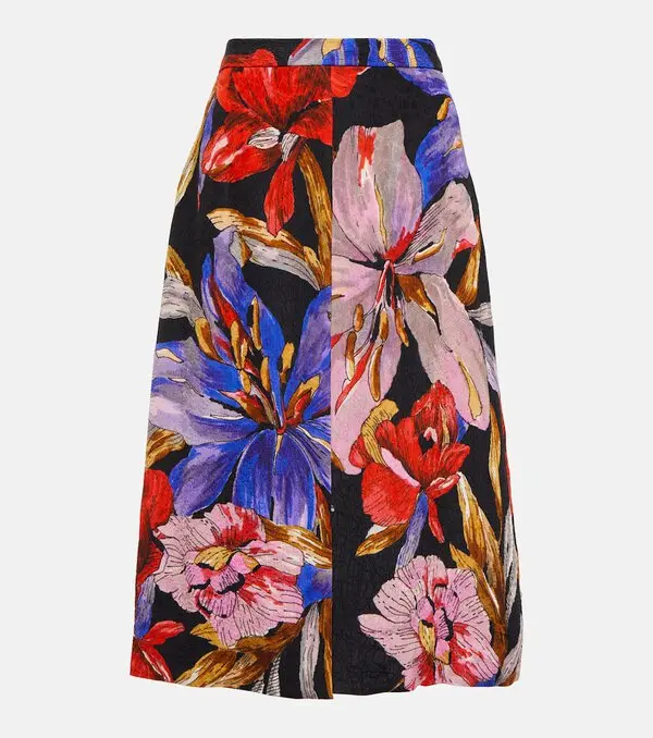 Dries Van Noten Floral Printed Midi Skirt