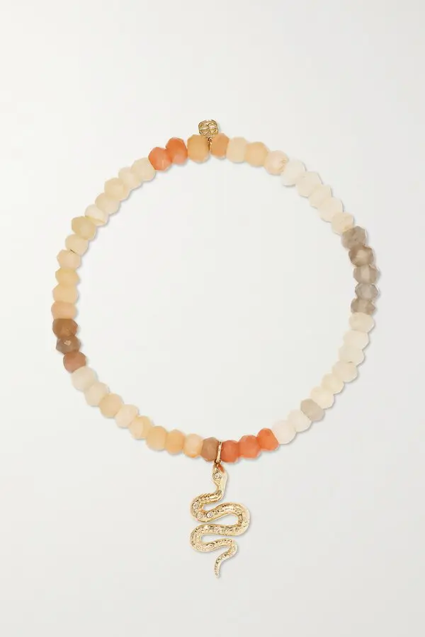 SYDNEY EVAN Snake Moonstone And Diamond Bracelet