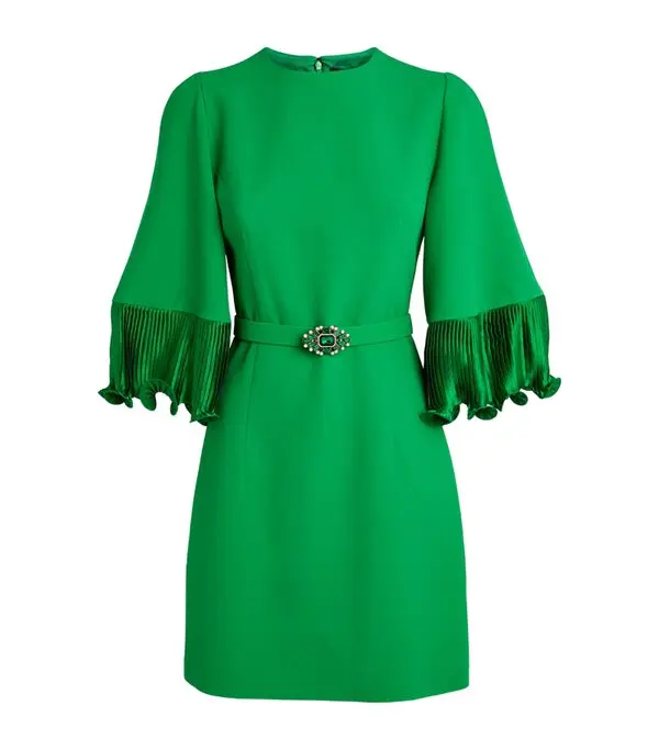 Andrew Gn Belted Mini Dress - Green | Editorialist