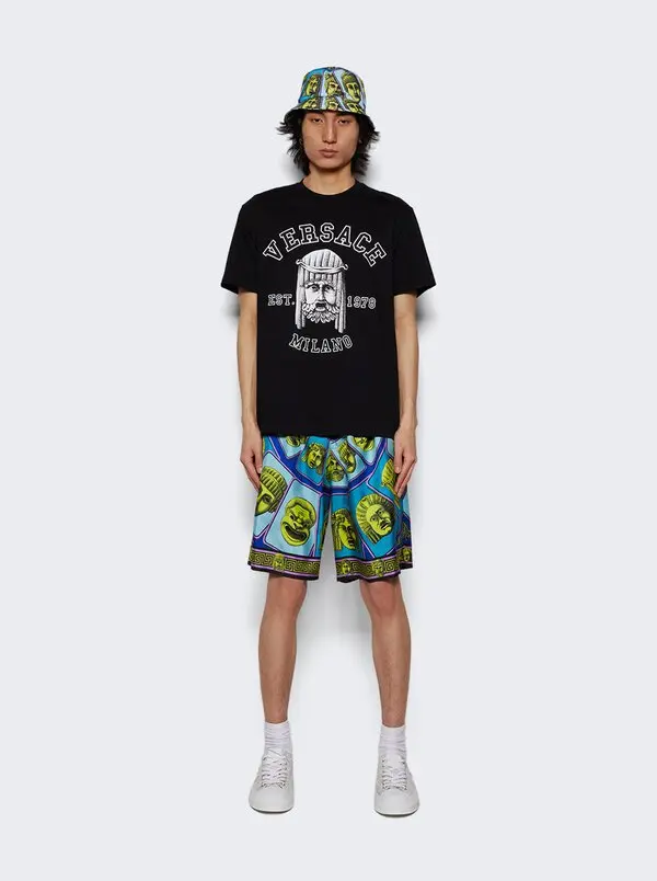 Versace Mask Print Bucket Hat - Acid Green And Teal