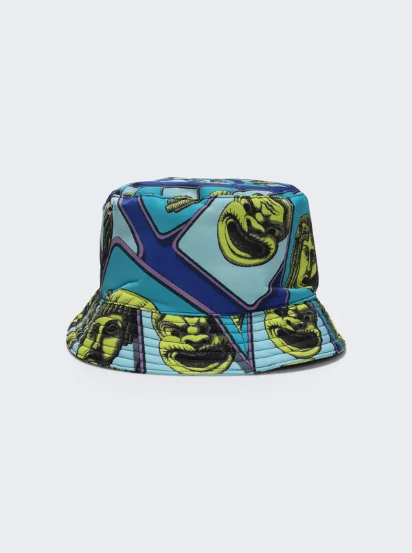 Versace Mask Print Bucket Hat - Acid Green And Teal