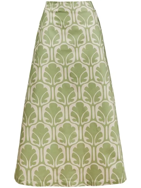 La DoubleJ Printed A-line Midi Skirt