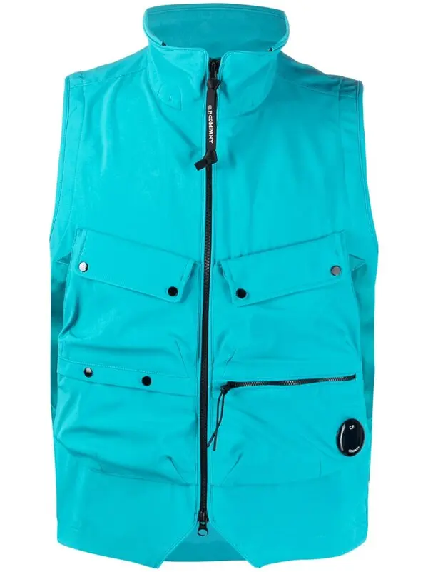 C.P. Company Lens-Detail Multi-Pocket Vest In Blue - 35% Off