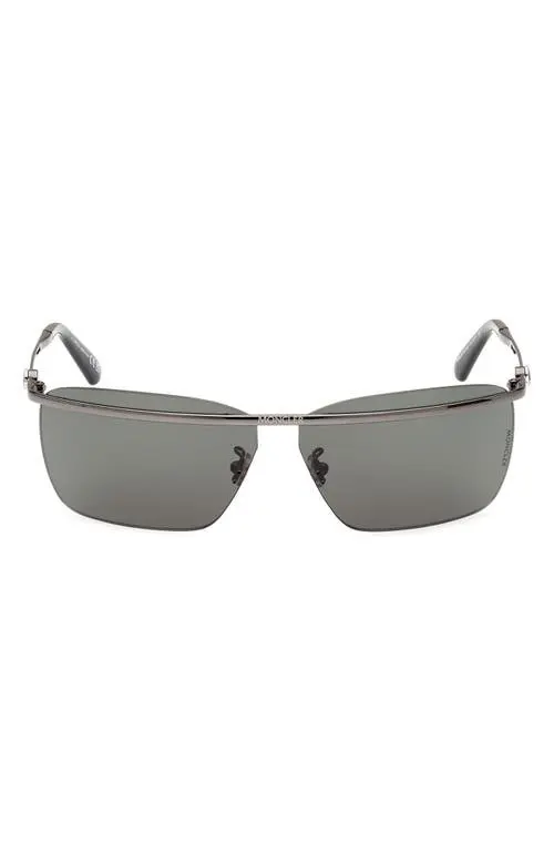 Moncler Niveler Rectangle Sunglasses - Silver Green/green