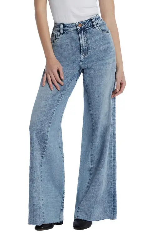 HINT OF BLU Happy Dual Two-tone High Waist Wide Leg Jeans - Air Blue