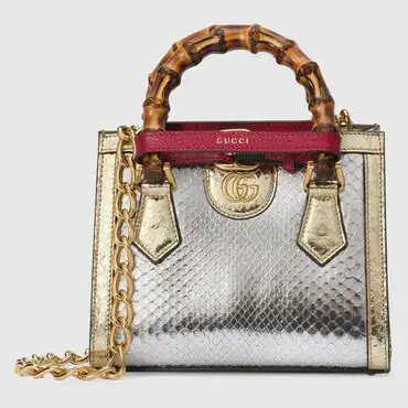 Gucci Nojum Diana Mini Python Bag Precious - Silver | Editorialist