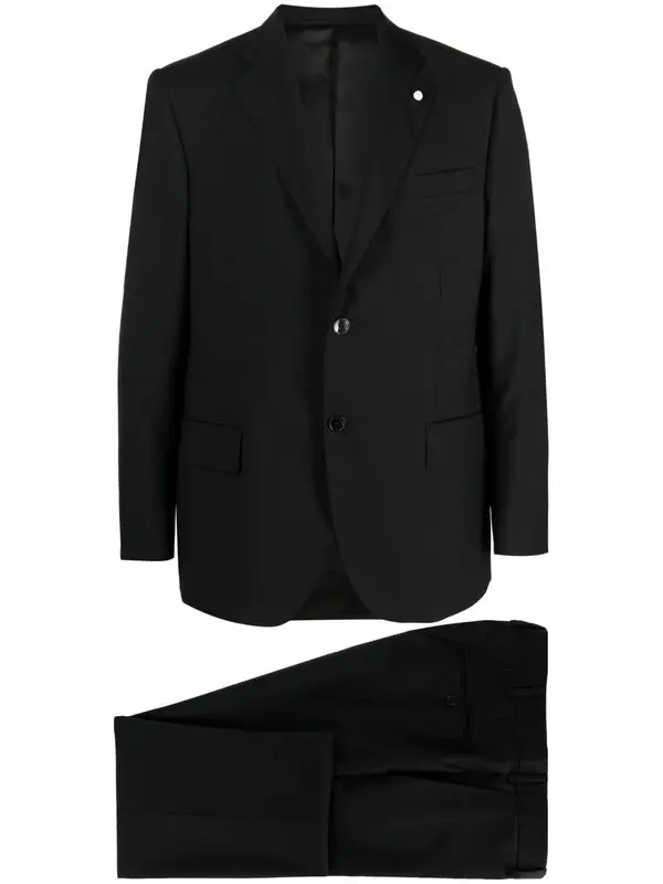 LUIGI BIANCHI MANTOVA Single-breasted Virgin-wool Suit - Black