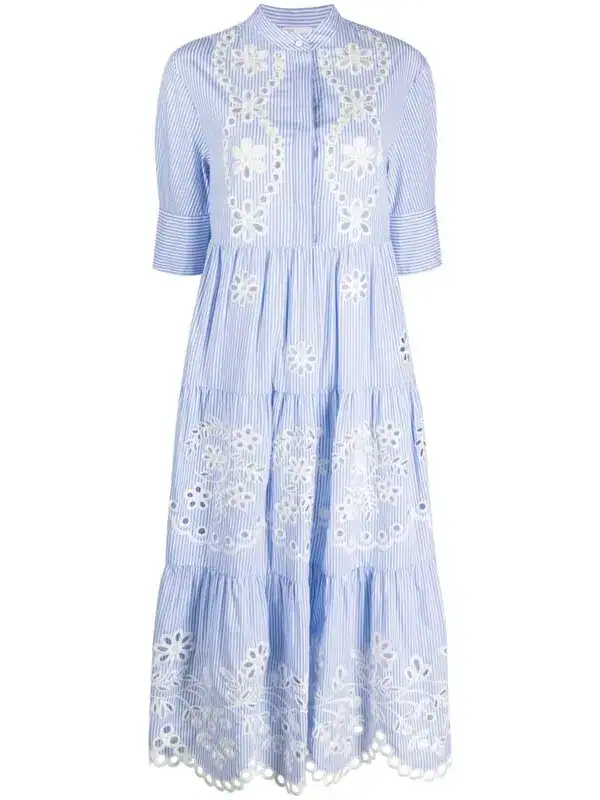 red valentino floral embroidered poplin dress RED Valentino Embroidered Poplin Dress M-M/L main image 0