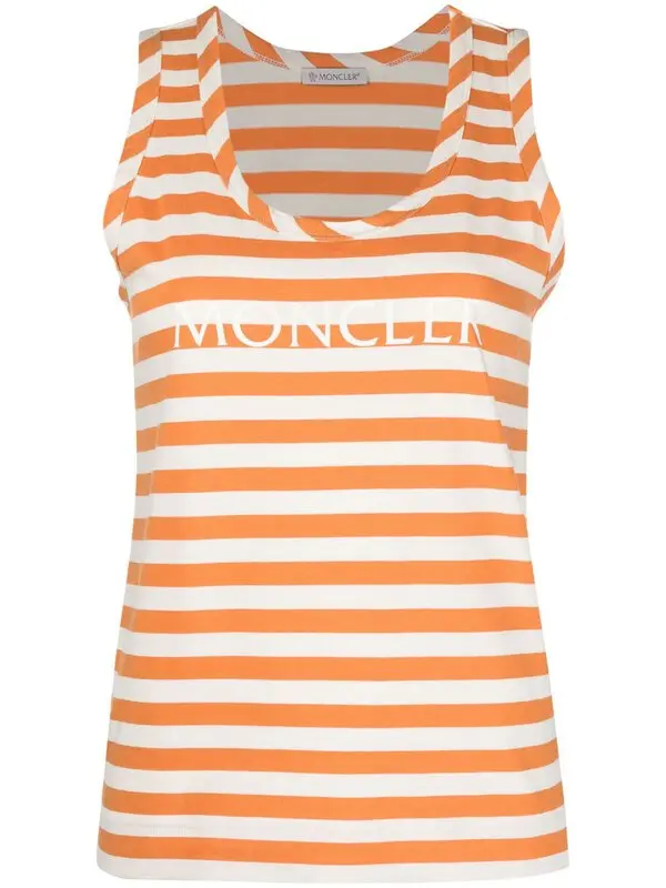 Moncler Striped Logo-print Tank Top - Orange