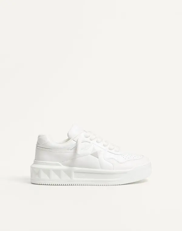 Valentino Garavani One Stud Xl Nappa Leather Low-top Sneakers - White