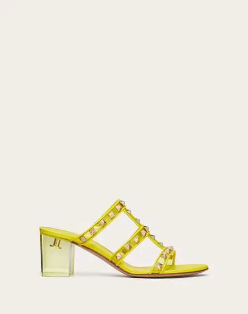 Valentino Garavani Rockstud Slider Sandal In Polymer Material With
