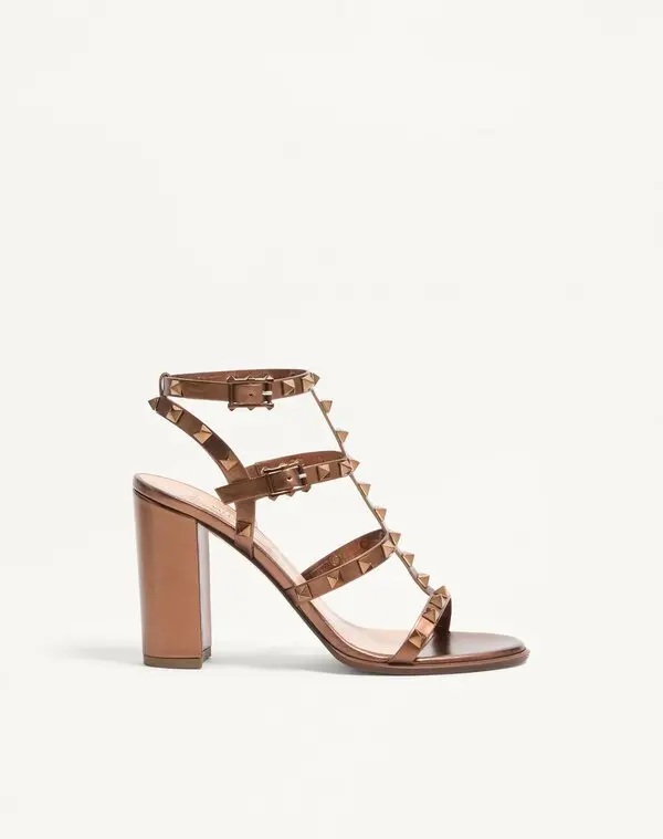 Valentino Garavani Rockstud 90mm Ankle Strap Sandals - Bronze