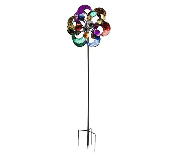 EVERGREEN Oversized Multicolor Solar Lighted Ga La Wind Spinner
