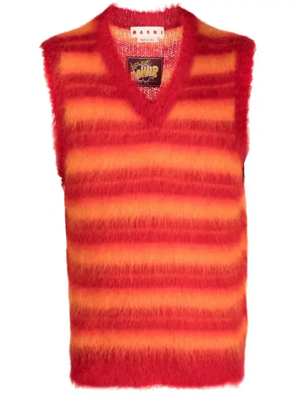 Marni Brushed-mohair Striped Vest - Red