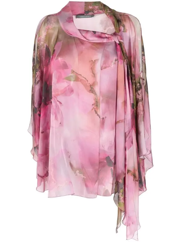 Alberta Ferretti Floral-print Silk Blouse