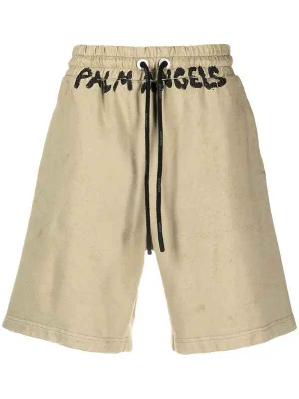 Palm Angels Logo-print Drawstring Shorts - Green