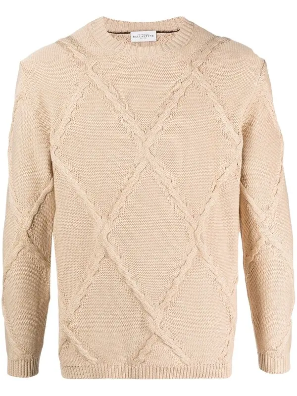 BALLANTYNE Textured Cotton Jumper - Neutrals