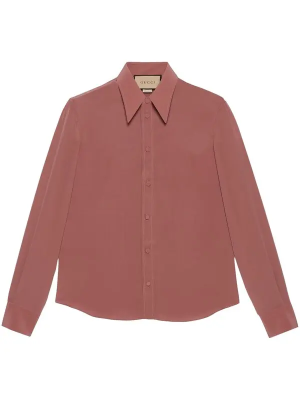 Gucci Long-Sleeve Silk Shirt Pink Editorialist - Technical View
