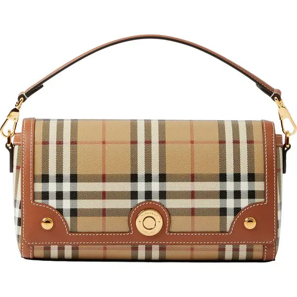 Burberry Check & Leather Crossbody Bag - Briar Brown