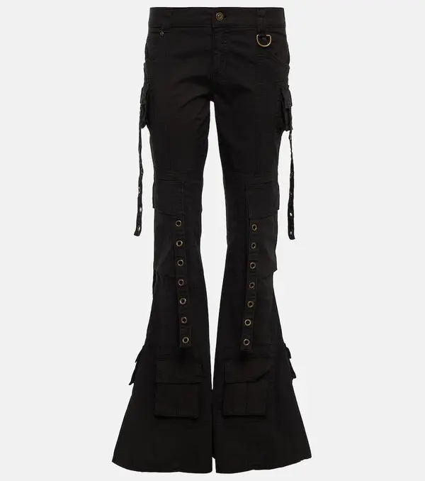 Blumarine Embellished Flared Low-rise Jeans - Black