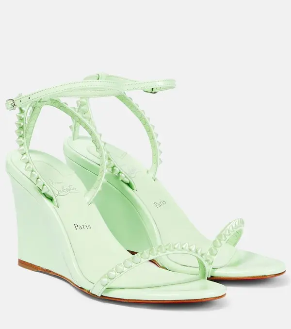 CHRISTIAN LOUBOUTIN So Me 85 Leather Wedge Sandals - Green