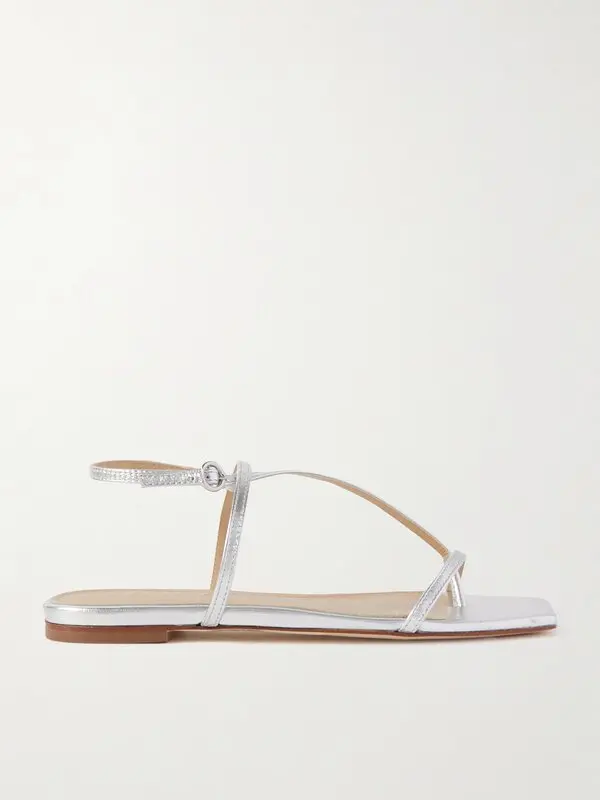 AeydĒ Ella Metallic Leather Sandals - Silver